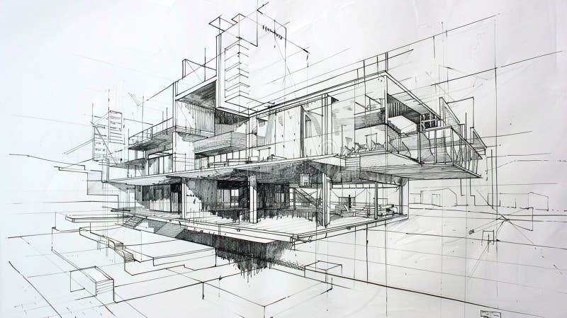 Architectural Drawing Background Stock Image - Image of building ...