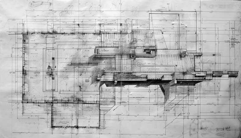 Architectural Drawing Blueprint Stock Illustration - Illustration of ...