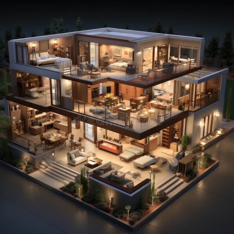 Architectural Drawing Blueprint. Generative AI Stock Image - Image of ...