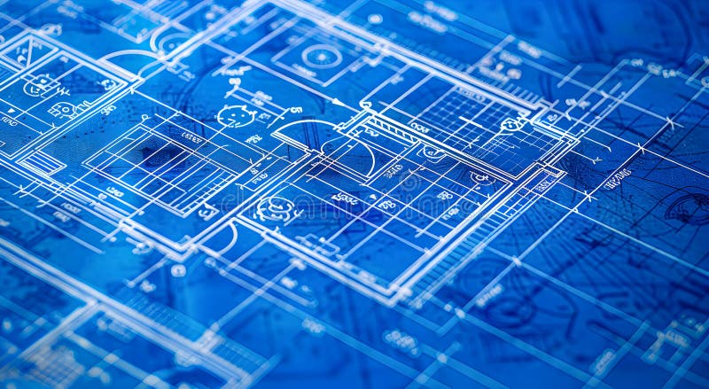 Architectural Drawing. Blueprint with Lines and Markings Stock Photo ...