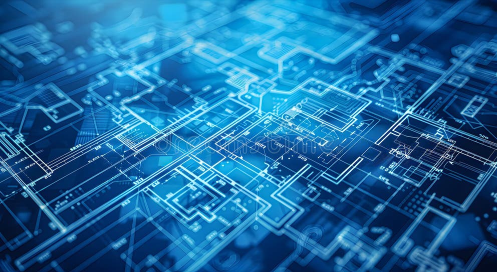 Architectural Drawing. Blueprint with Lines and Markings Stock Photo ...