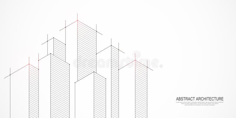 Architectural Drawing with Building Construction. Creative Vector ...