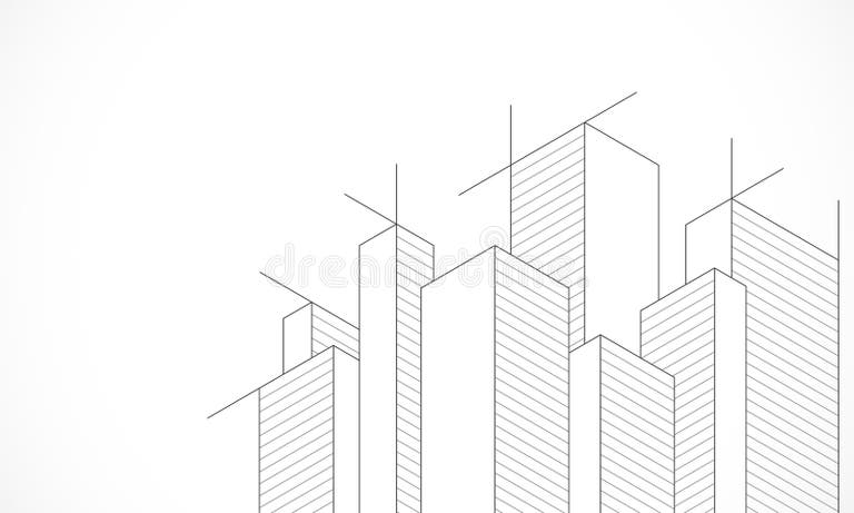 Architectural Drawing with Building Construction. Creative Vector ...