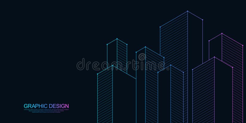 Architectural Drawing with Building Construction. Creative Vector ...