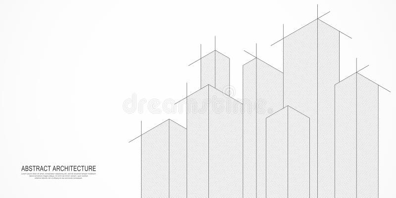Architectural Drawing with Building Construction. Creative Vector ...
