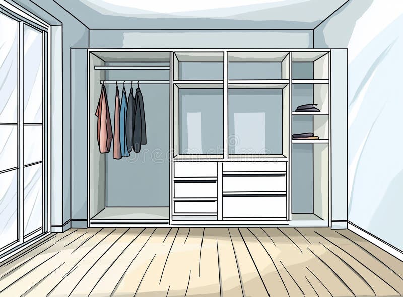Architectural Drawing of a Closet with Storage Shelves. Stock ...