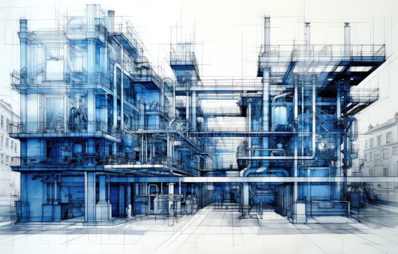 An Architectural Drawing of Construction Process Stock Image - Image of ...