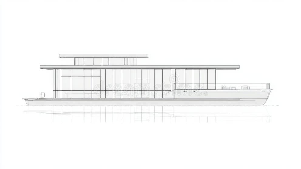 Architectural Drawing Features a Modern Home with a Floating House ...