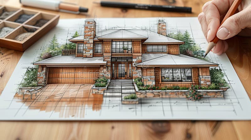 Architectural Drawing of a House Stock Illustration - Illustration of ...