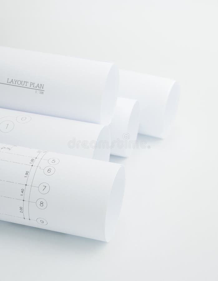 Architectural Drawing Paper Rolls of a Dwelling for Construction Stock ...