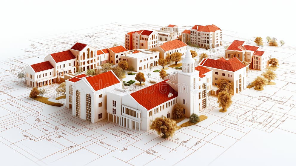 Architectural Drawing of Urban Development Featuring Multiple Buildings ...