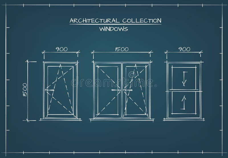 Architectural Drawing of Windows Stock Vector - Illustration of opening ... Architectural Drawing of Windows Stock Vector - Illustration of opening ...