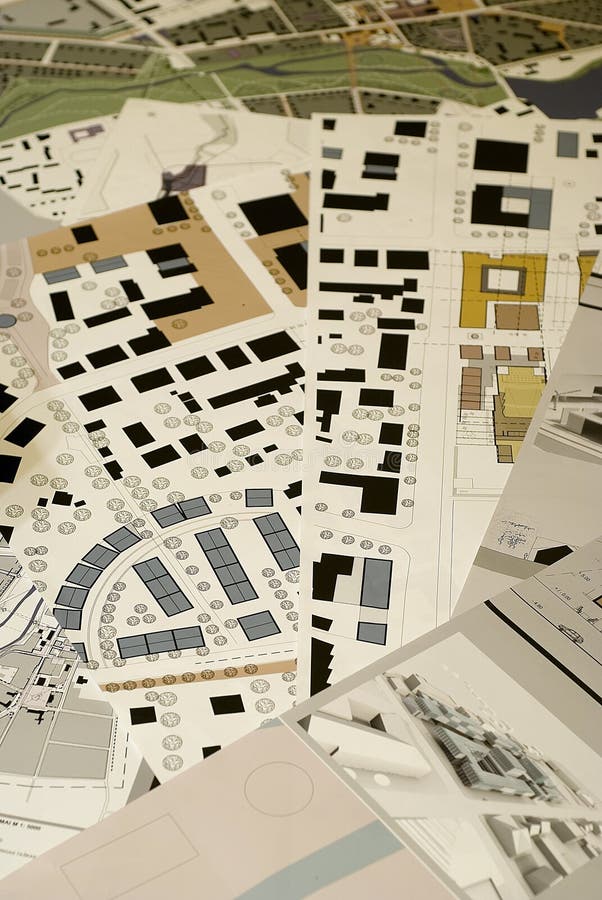 Architectural Drawings, Blueprints, City Planning Stock Image - Image ...