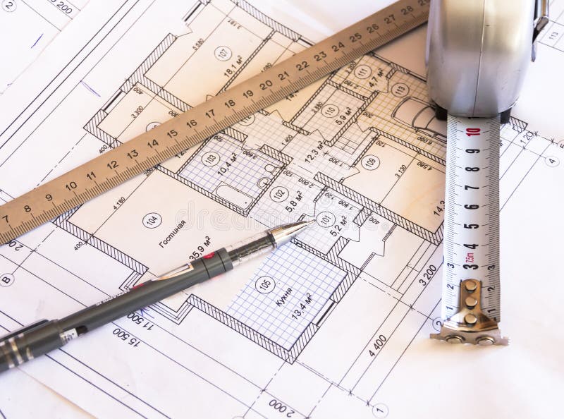 Architectural Drawings New Apartment Stock Photo - Image of drawings ...