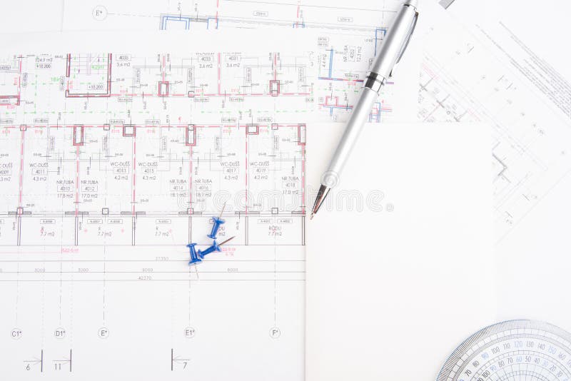 Architectural Drawings with Text Space Stock Image - Image of ...