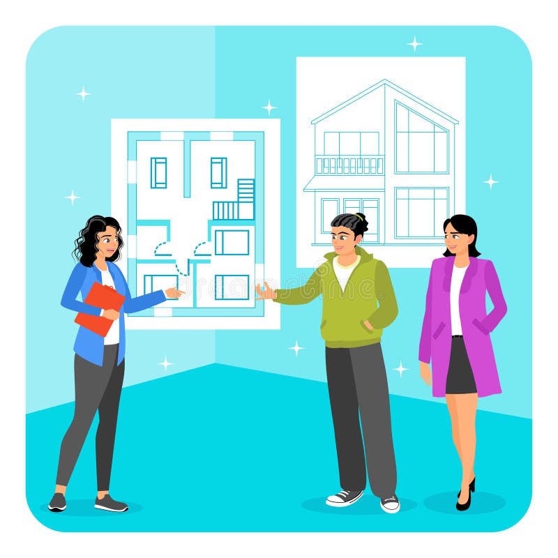 Architectural Education. an Architectural Engineer Explains the Layout of a House To Students ...