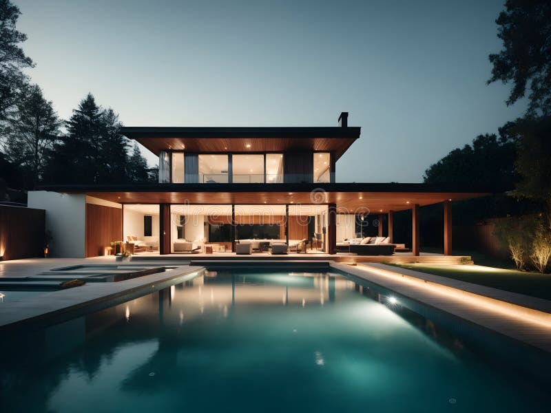Architectural Elegance: Dazzling Poolscapes in Contemporary Homes Stock ...