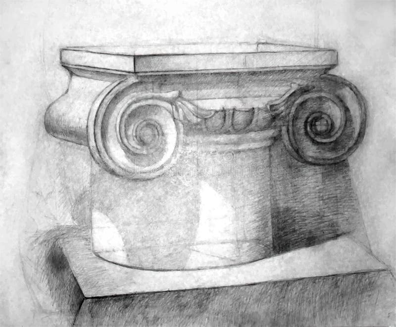 Classical Ionic Capital. Hand Drawn Image Stock Illustration ...