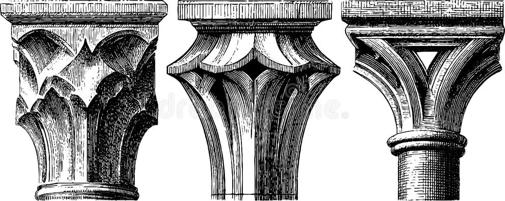 Architectural Elements Engraving: Historic Buttress and Pier Set for ...