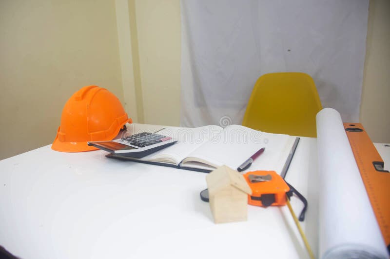 Architectural and Engineer Office Desk Background Construction Project ...
