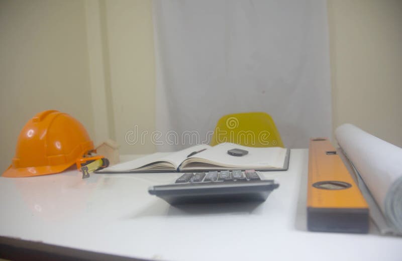 Architectural and Engineer Office Desk Background Construction Project ...