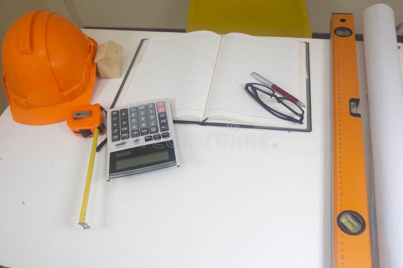 Architectural and Engineer Office Desk Background Construction Project ...