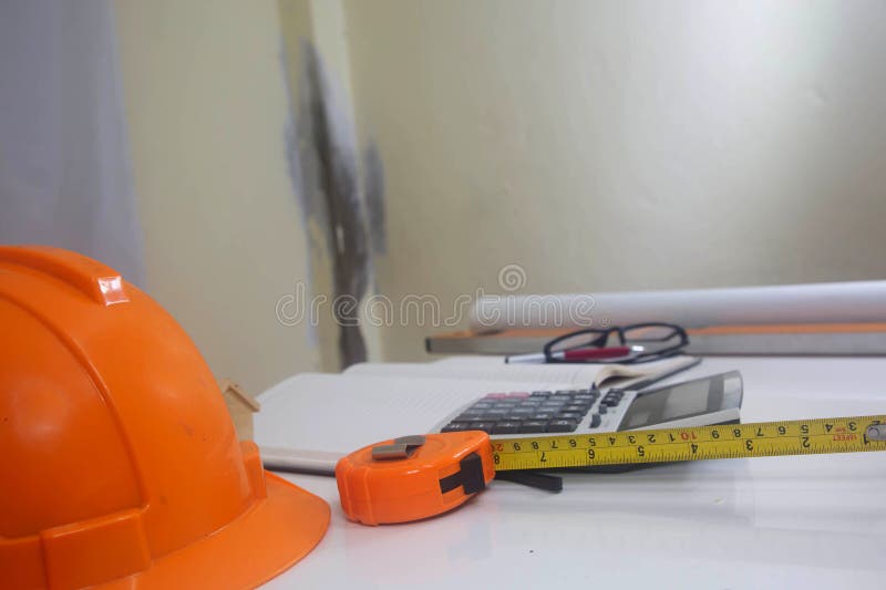 Architectural and Engineer Office Desk Background Construction Project ...