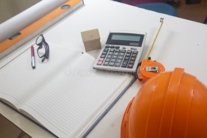 Architectural and Engineer Office Desk Background Construction Project ...