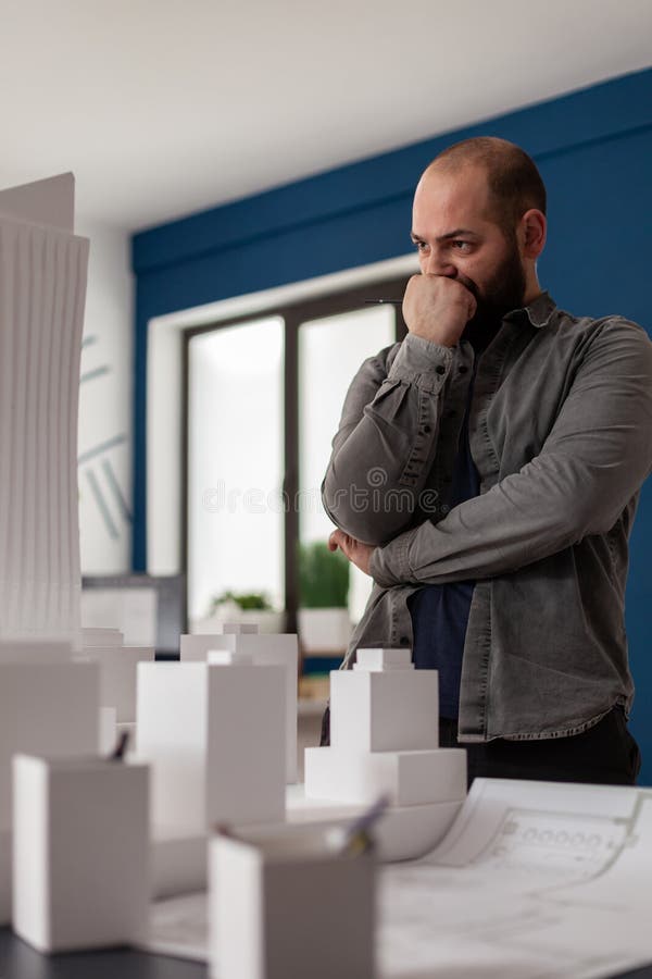Architectural Engineer Thinking about Design Improvements Stock Photo ...