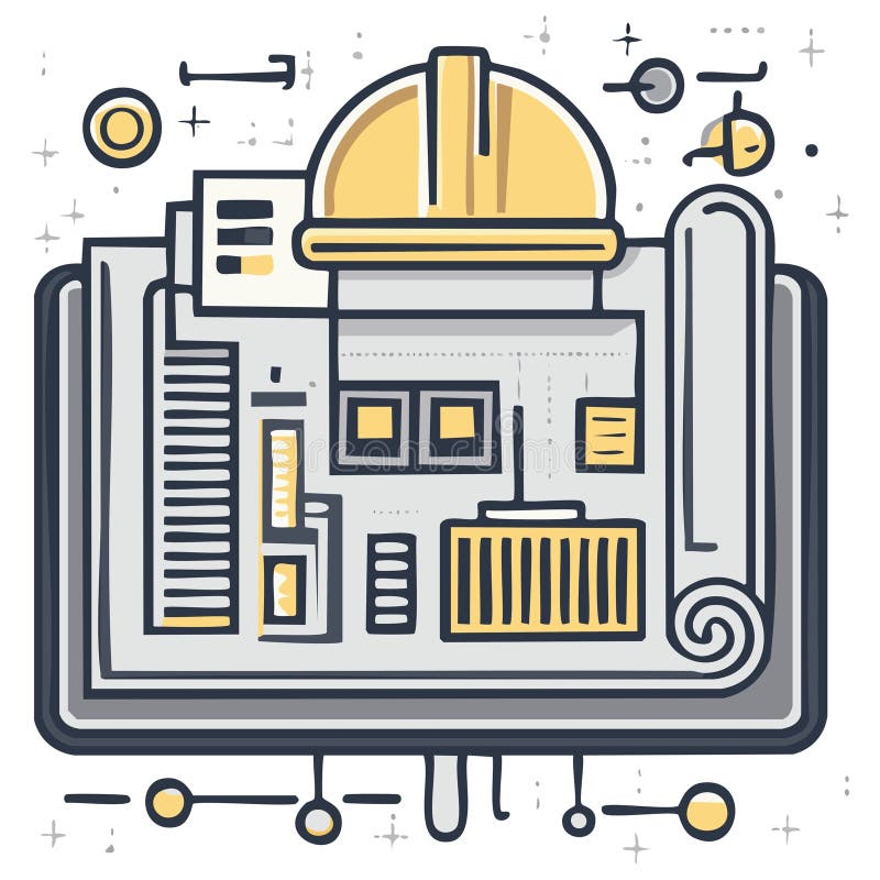 Architectural Engineering Blueprint Construction Safety Helmet ...