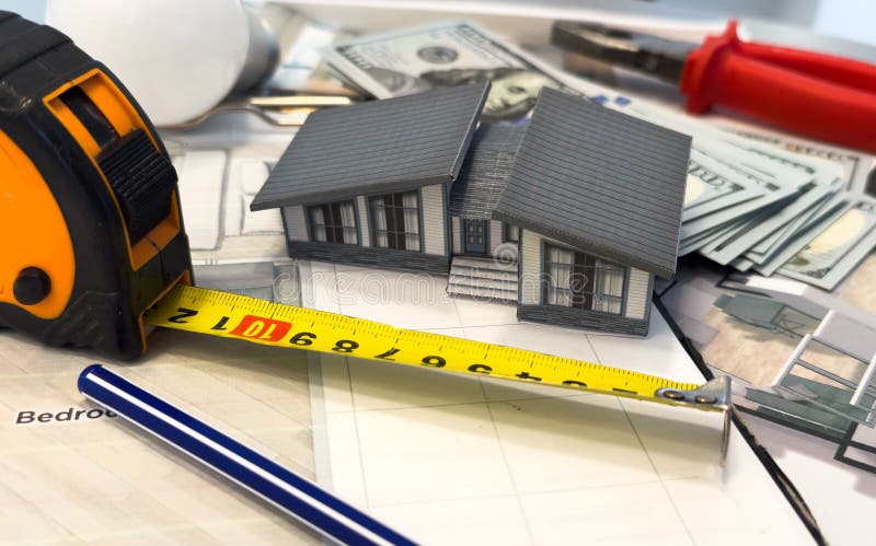 Architectural Engineering Design Plan Drawing on the Table. Architect S ...