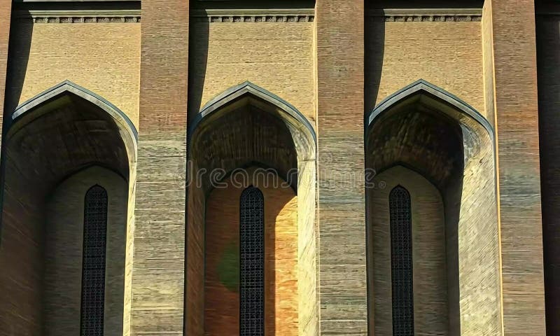 Architectural Facade with Arched Openings and Tall, Narrow Windows ...