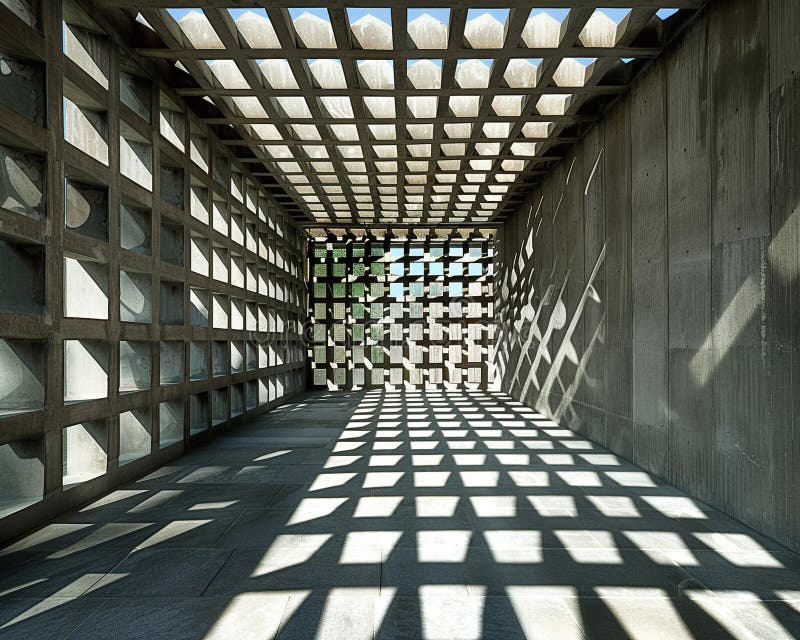 An Architectural Facade Featuring a Lattice Structure that Casts ...