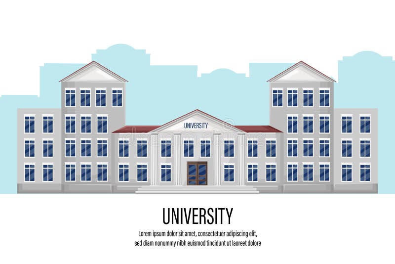 Architectural Facade University Vector Flat Style. Building Isolated on ...