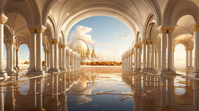 Architectural Fantasy Backdrop with Columns Stock Illustration ...