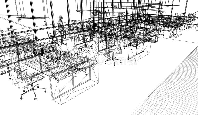 3D Perspective Wireframe of House Exterior. Vector Stock Vector ...