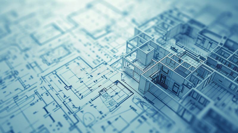 Architectural Floor Plan with a Building Model in Detail Stock Photo ...