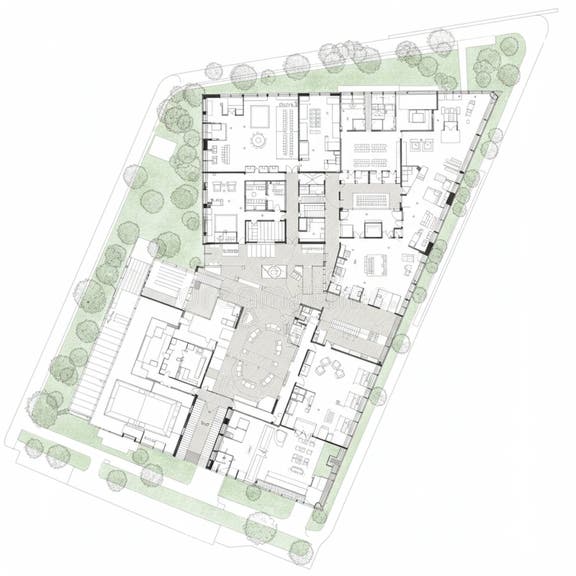 Architectural Floor Plan of a Building with a Triangular Layout ...