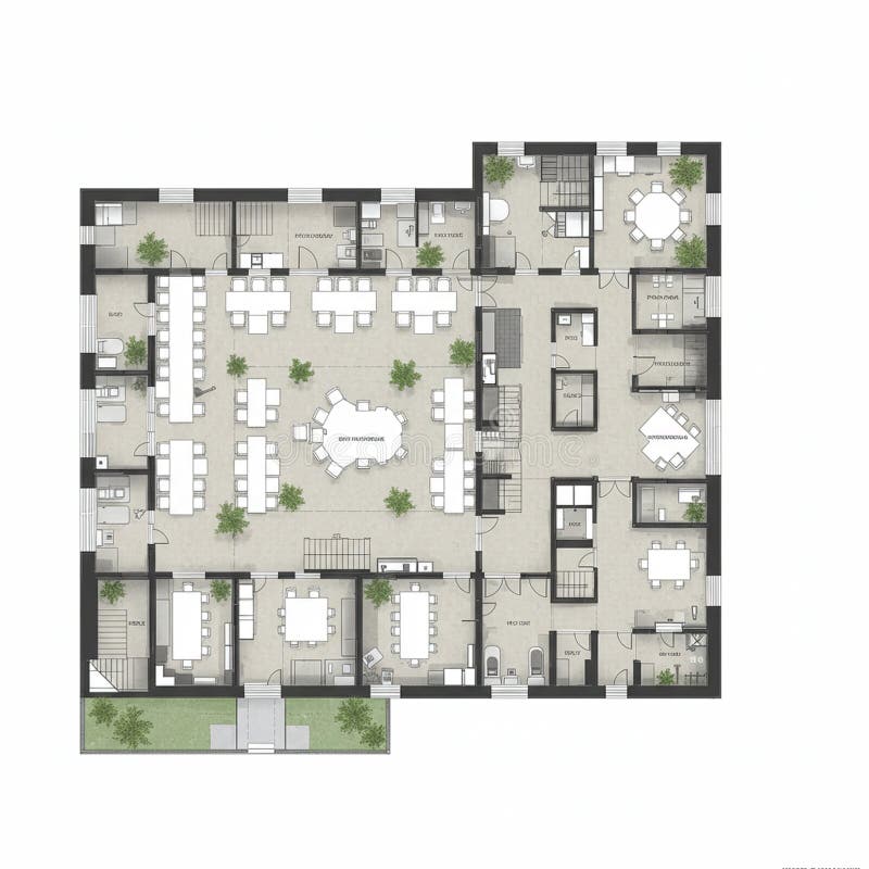 Architectural Floor Plan Featuring a Modern Office Layout. Includes ...