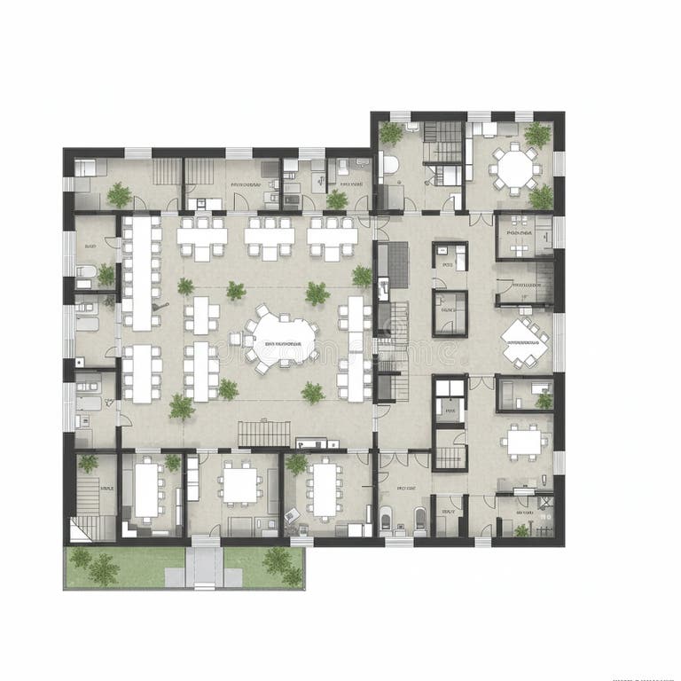 Architectural Floor Plan Featuring a Modern Office Layout. Includes ...