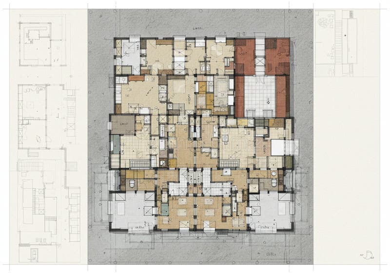 Architectural Floor Plan Featuring a Multi-unit Residential Building ...