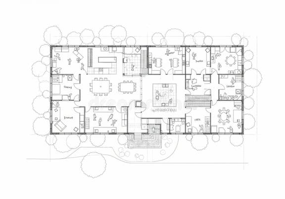 Architectural Floor Plan Featuring a Rectangular Layout with Multiple ...
