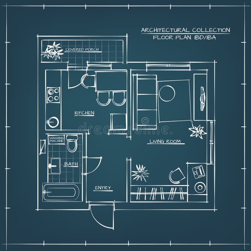 Architectural Floor Plan stock vector. Illustration of building - 68167357