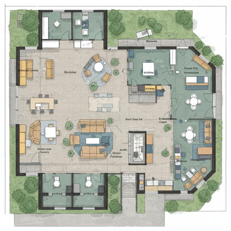 Architectural Floor Plan Illustrating a Spacious Residential Layout ...