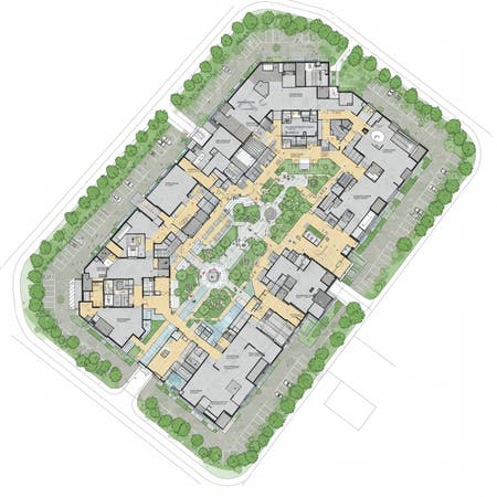 Architectural Floor Plan of a Large, Rectangular Building Complex ...