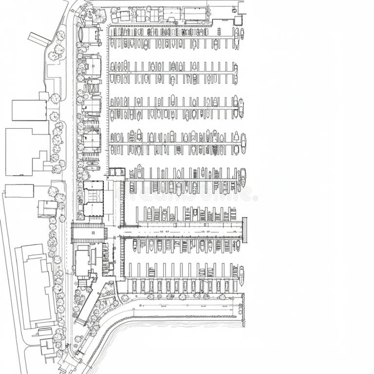 Architectural Floor Plan of a Marina Layout. it Features Multiple Rows ...