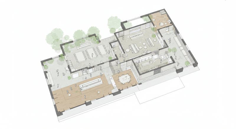 Architectural Floor Plan of a Modern Building, Showcasing Open Spaces ...