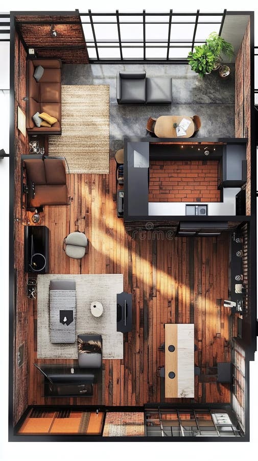 Architectural Floor Plan of a Modern Loft with Industrial Design ...