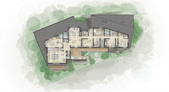 Architectural Floor Plan of a Modern, Single-story House Featuring an ...