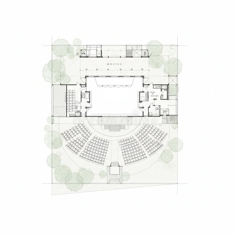 Architectural Floor Plan of a Rectangular Building with Symmetrical ...